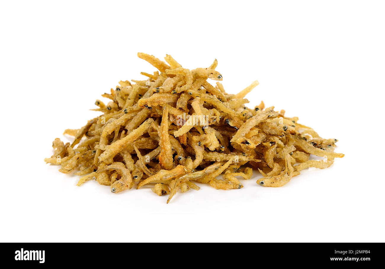 Tiny dried fish isolated on white background Stock Photo - Alamy