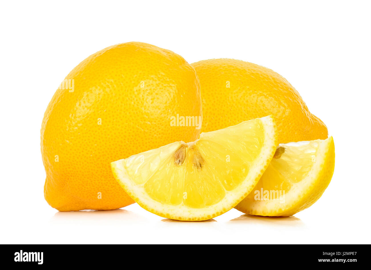 Yellow Lemon with slice isolated on the white background Stock Photo ...
