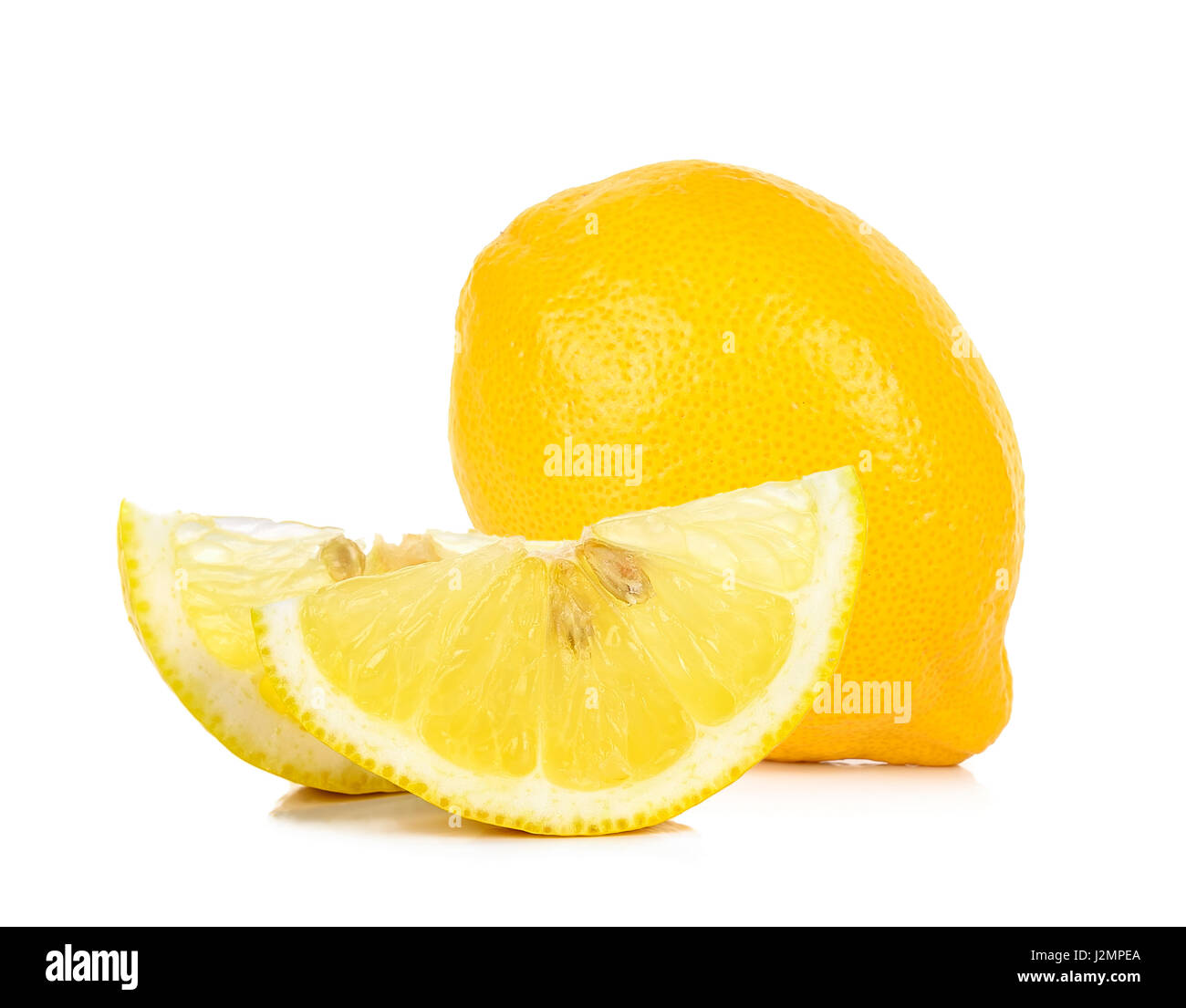 Yellow Lemon with slice isolated on the white background Stock Photo ...