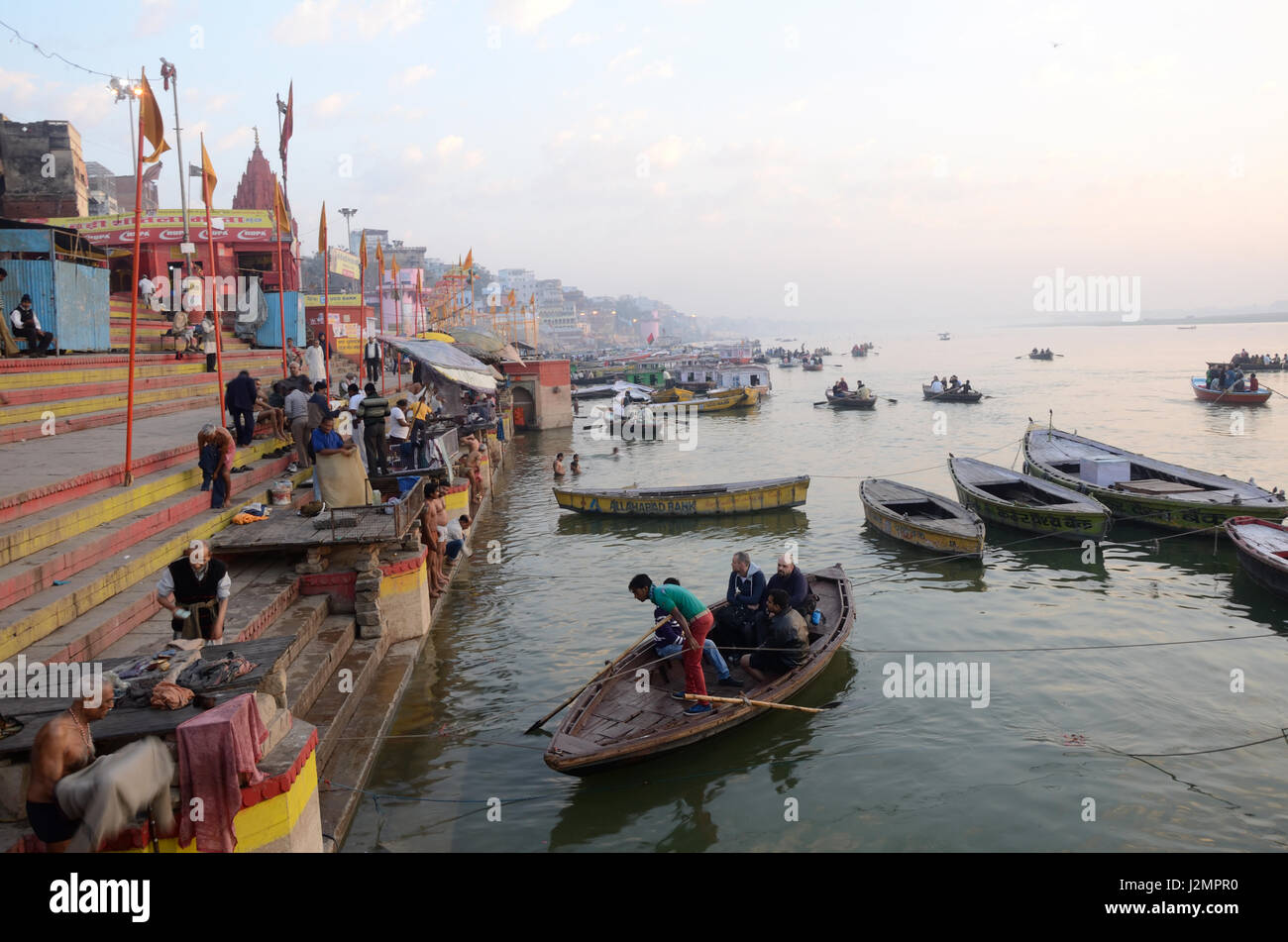 Ritual Bathing in the Ganges River in Varanasi India Stock Photo - Alamy