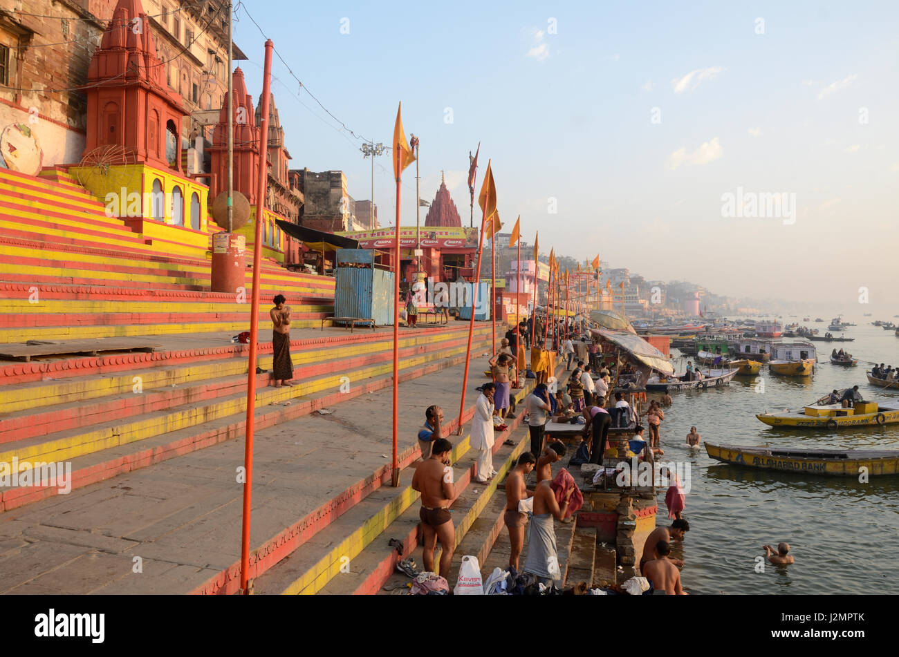 Ritual Bathing in the Ganges River in Varanasi India Stock Photo - Alamy