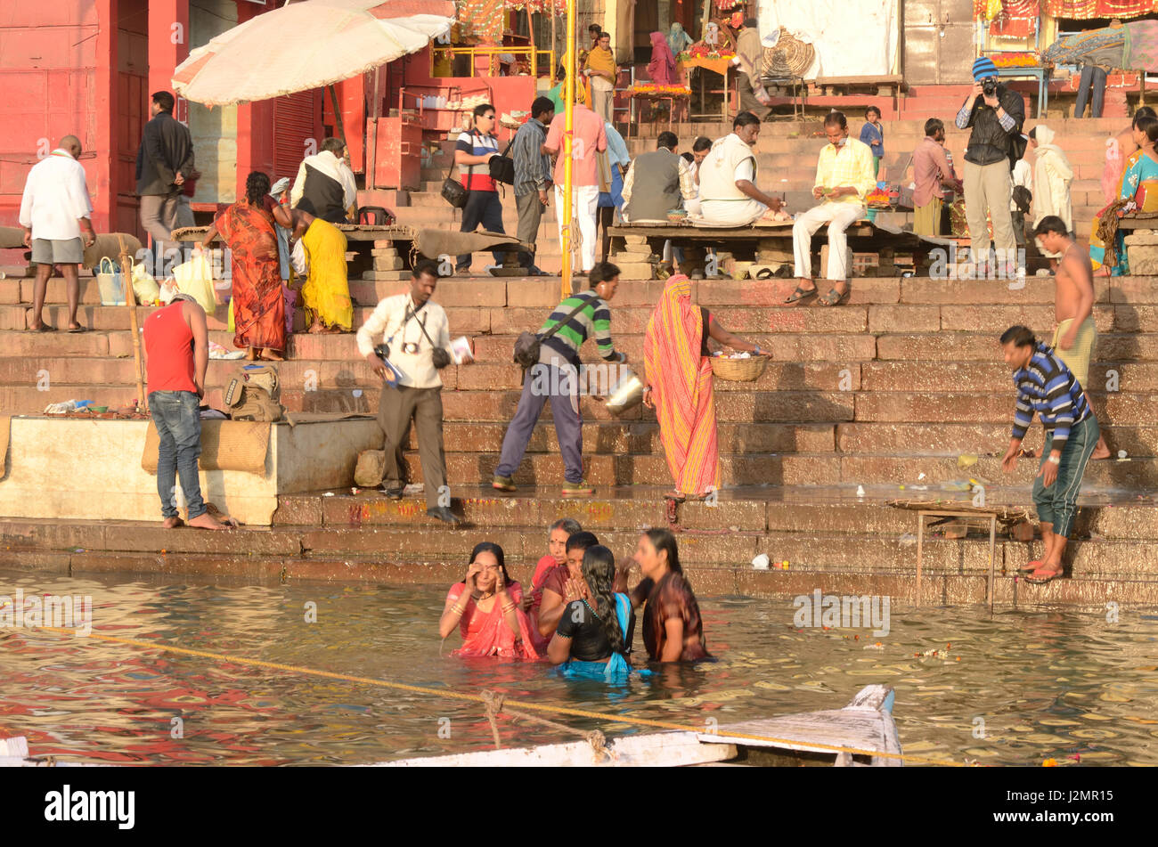 Ritual Bathing in the Ganges River in Varanasi India Stock Photo - Alamy