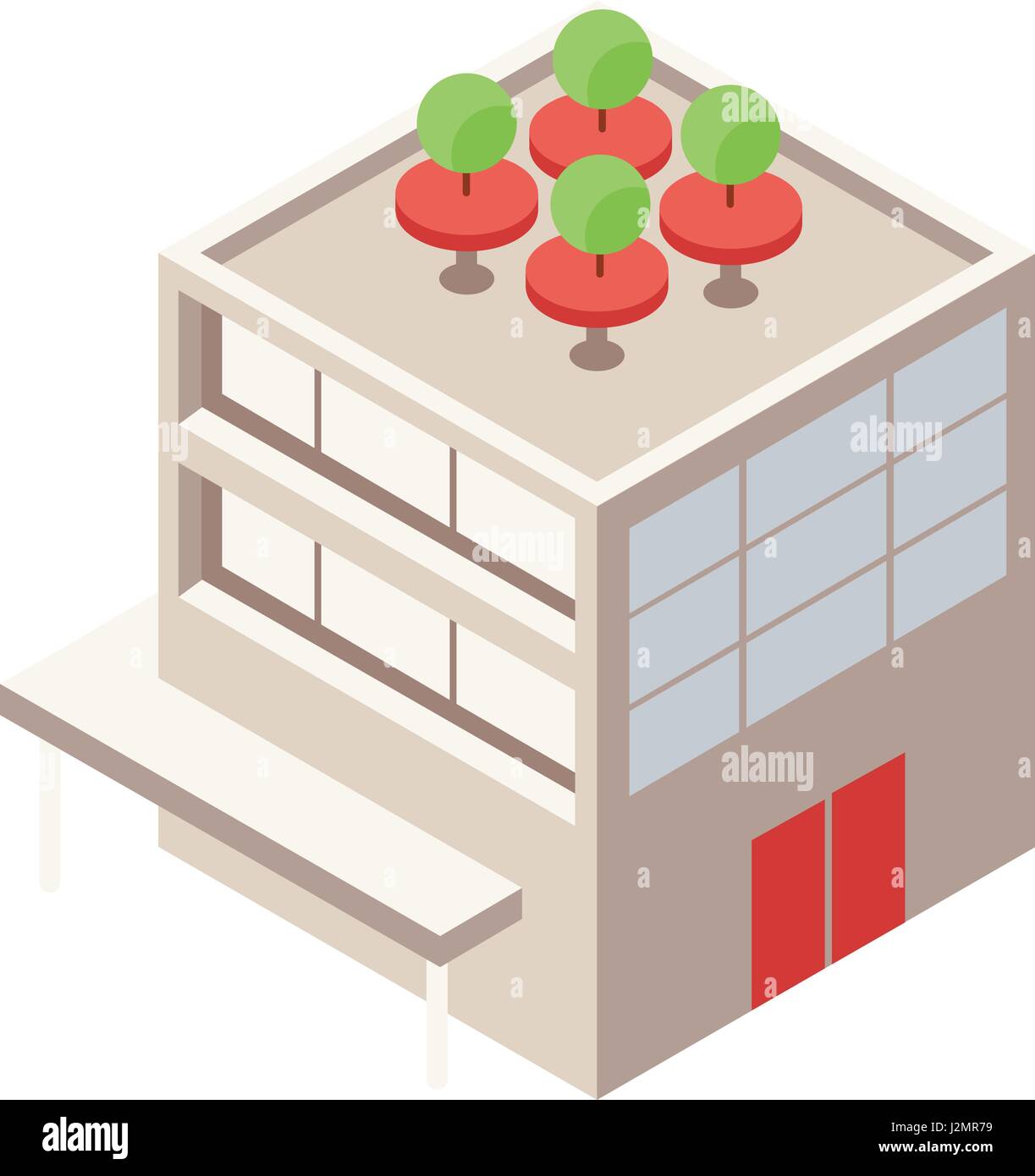 Isometric Building with Rooftop Green Terrace - Element for Web ...