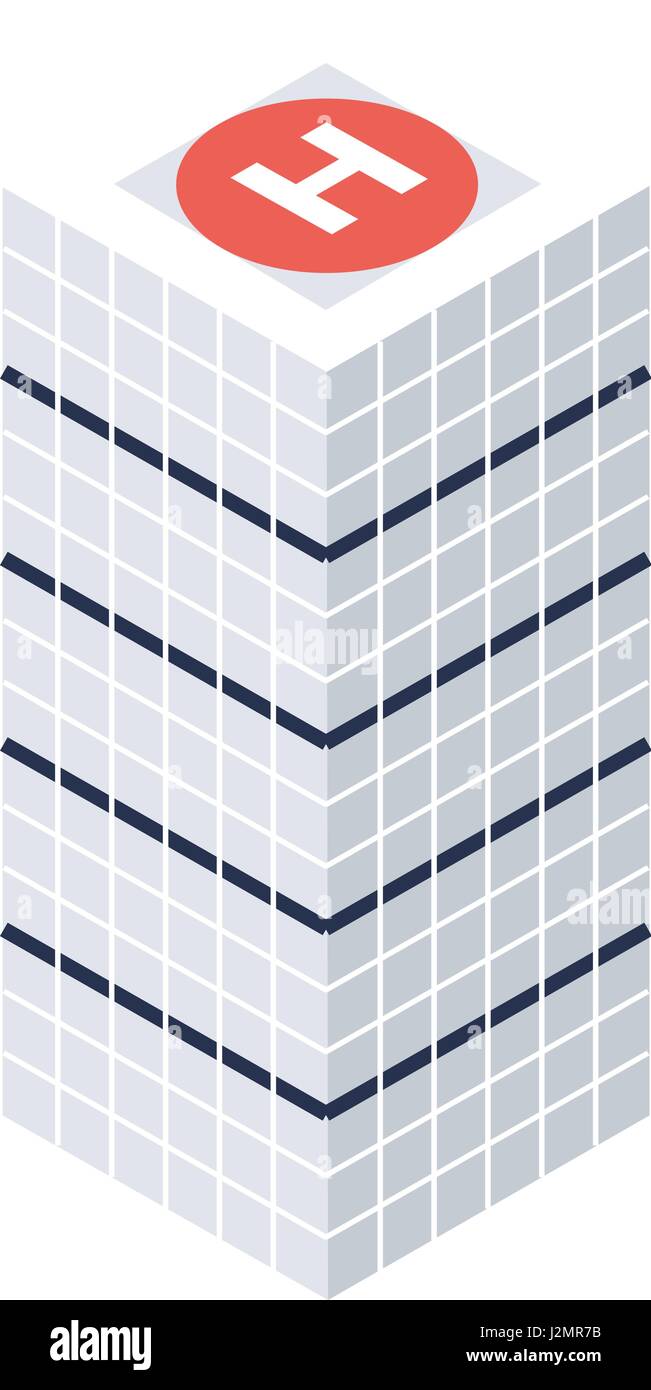 Isometric Skyscraper with Helipad Building Object or Icon - Element for ...