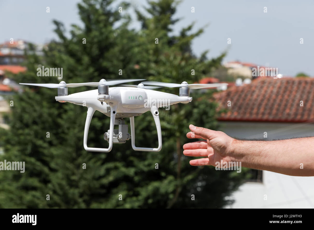 The drone and photographer man hands , The drone with the professional ...