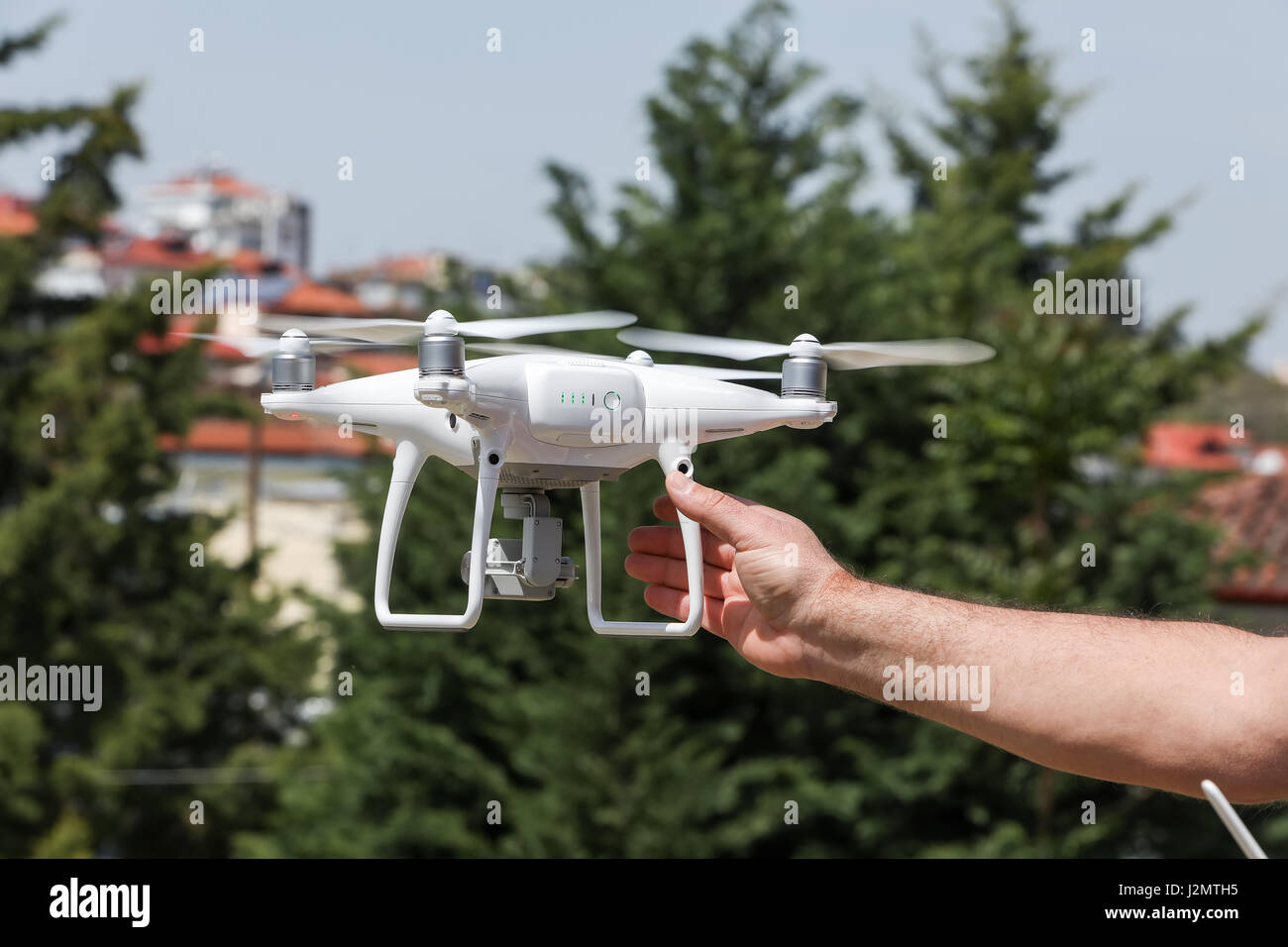 The drone and photographer man hands , The drone with the professional ...