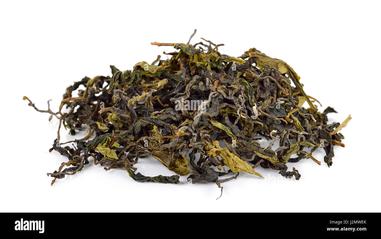 Dried tea leaf isolated on white background Stock Photo - Alamy