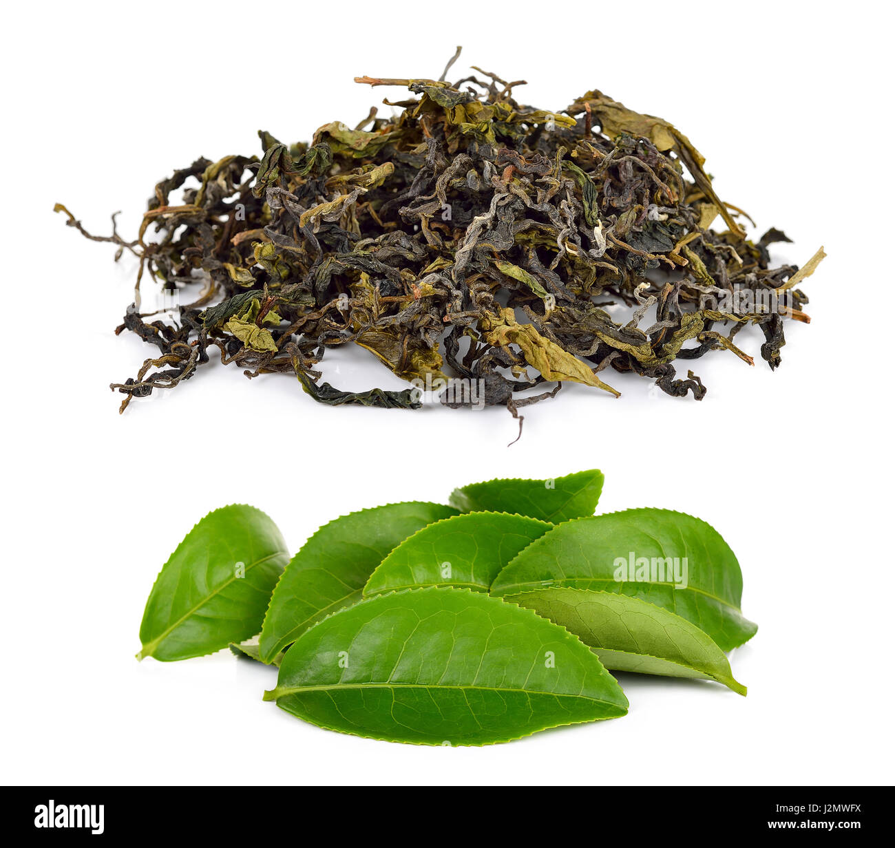 Dried tea leaf isolated on white background Stock Photo - Alamy