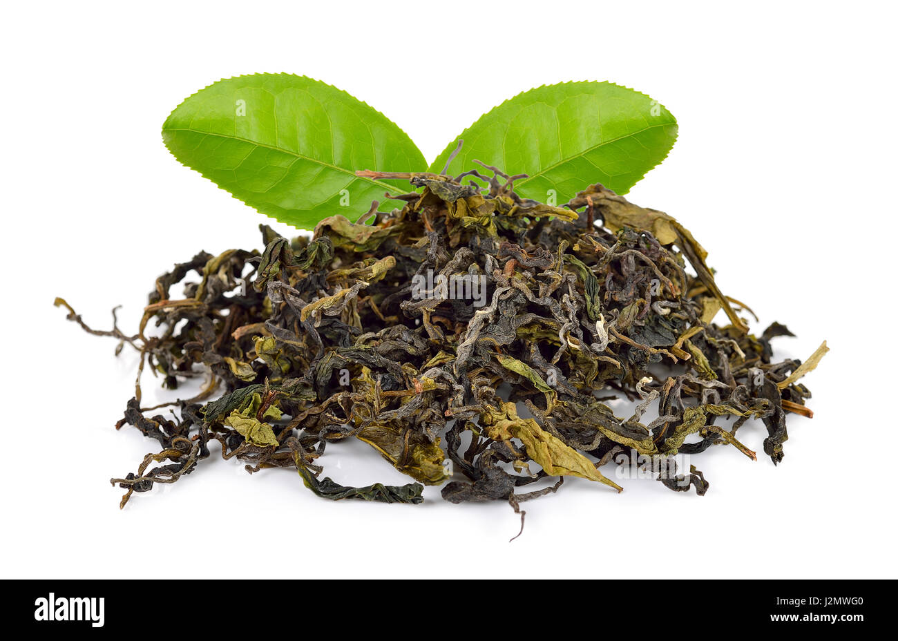 Dried tea leaf isolated on white background Stock Photo - Alamy