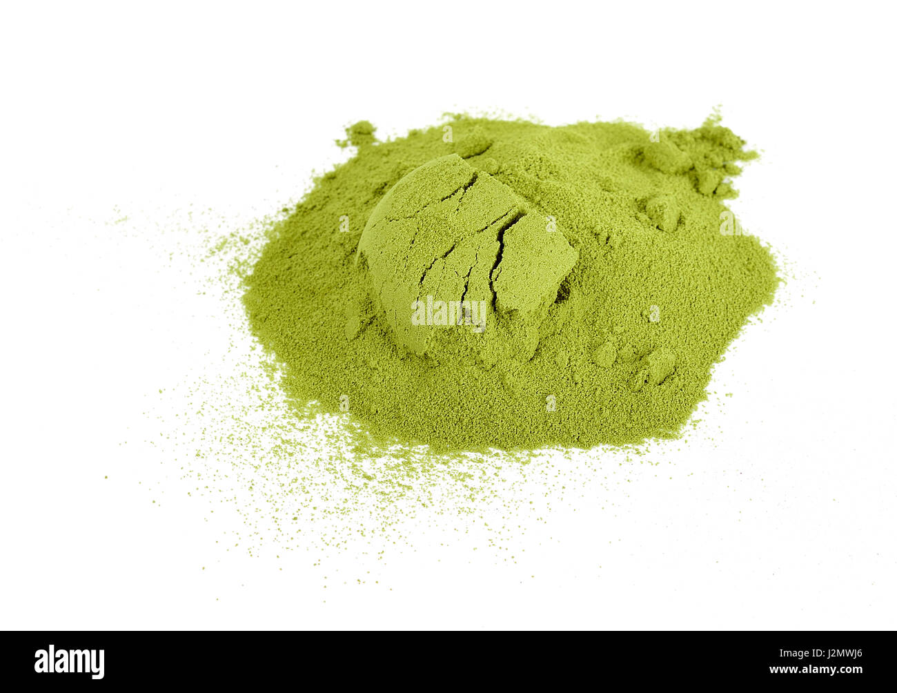 green tea powder isolated on white background Stock Photo - Alamy