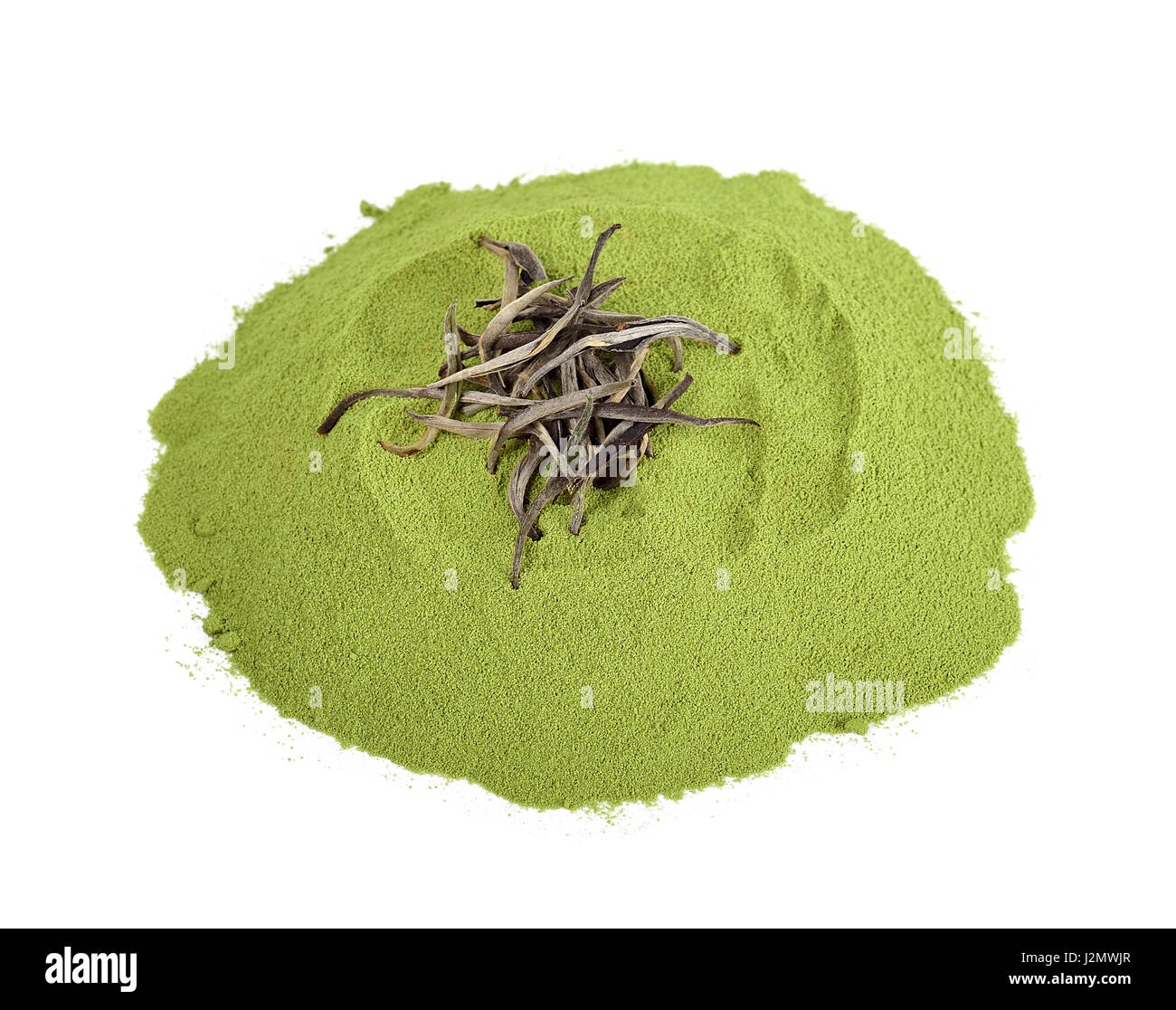 Dried tea leaf and powder isolated on white background Stock Photo - Alamy
