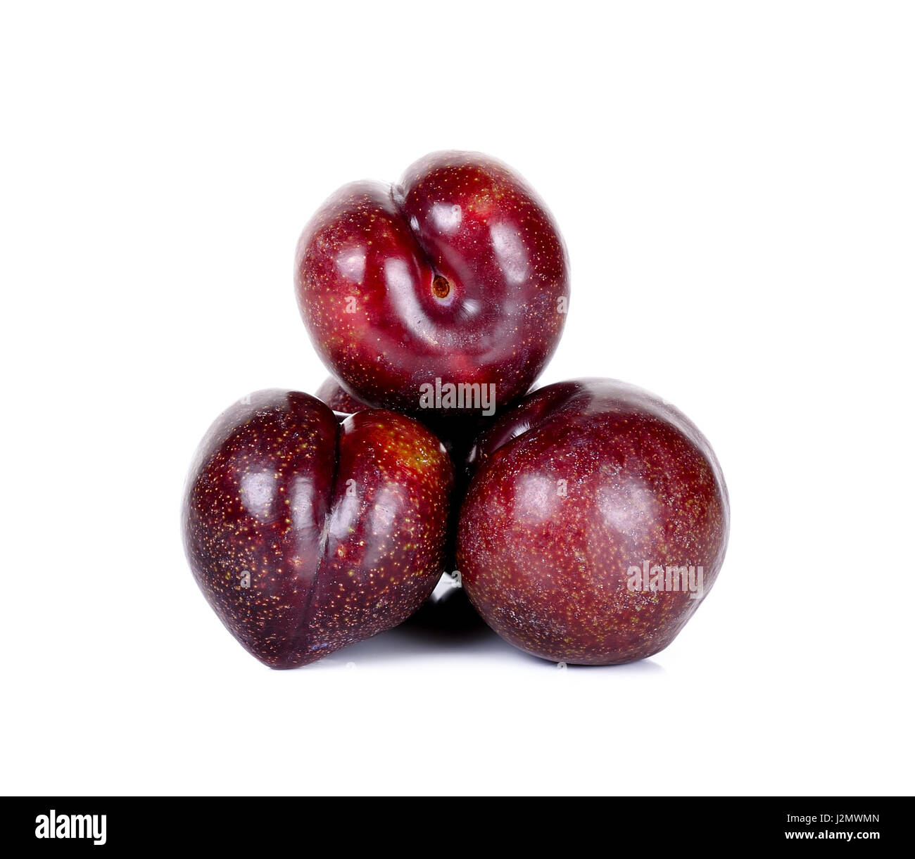 Red plum fruit isolated on the white background Stock Photo - Alamy