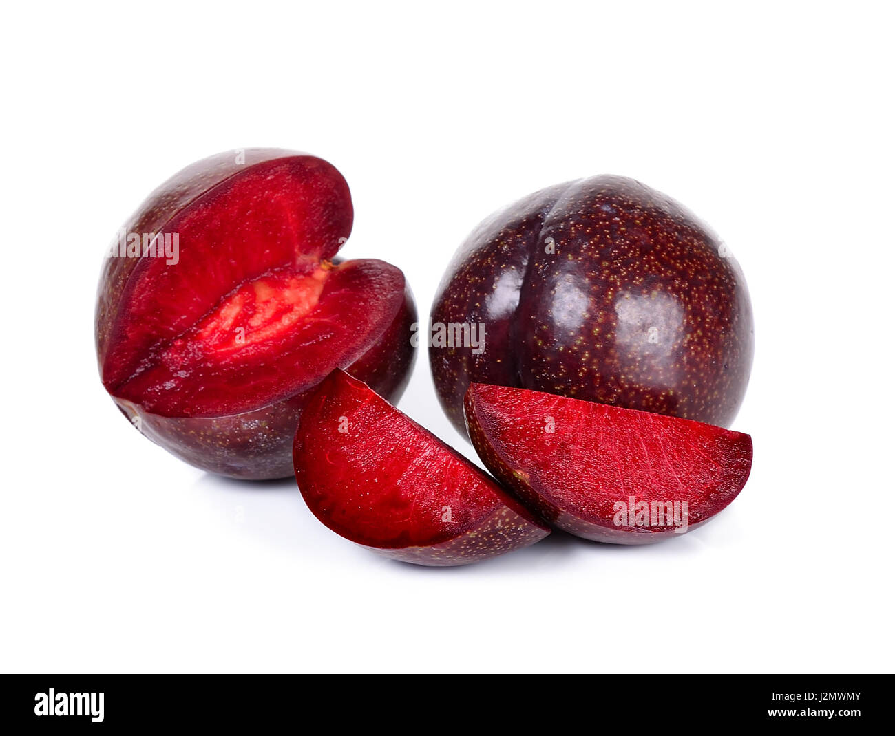Red plum fruit isolated Cut Out Stock Images & Pictures - Alamy