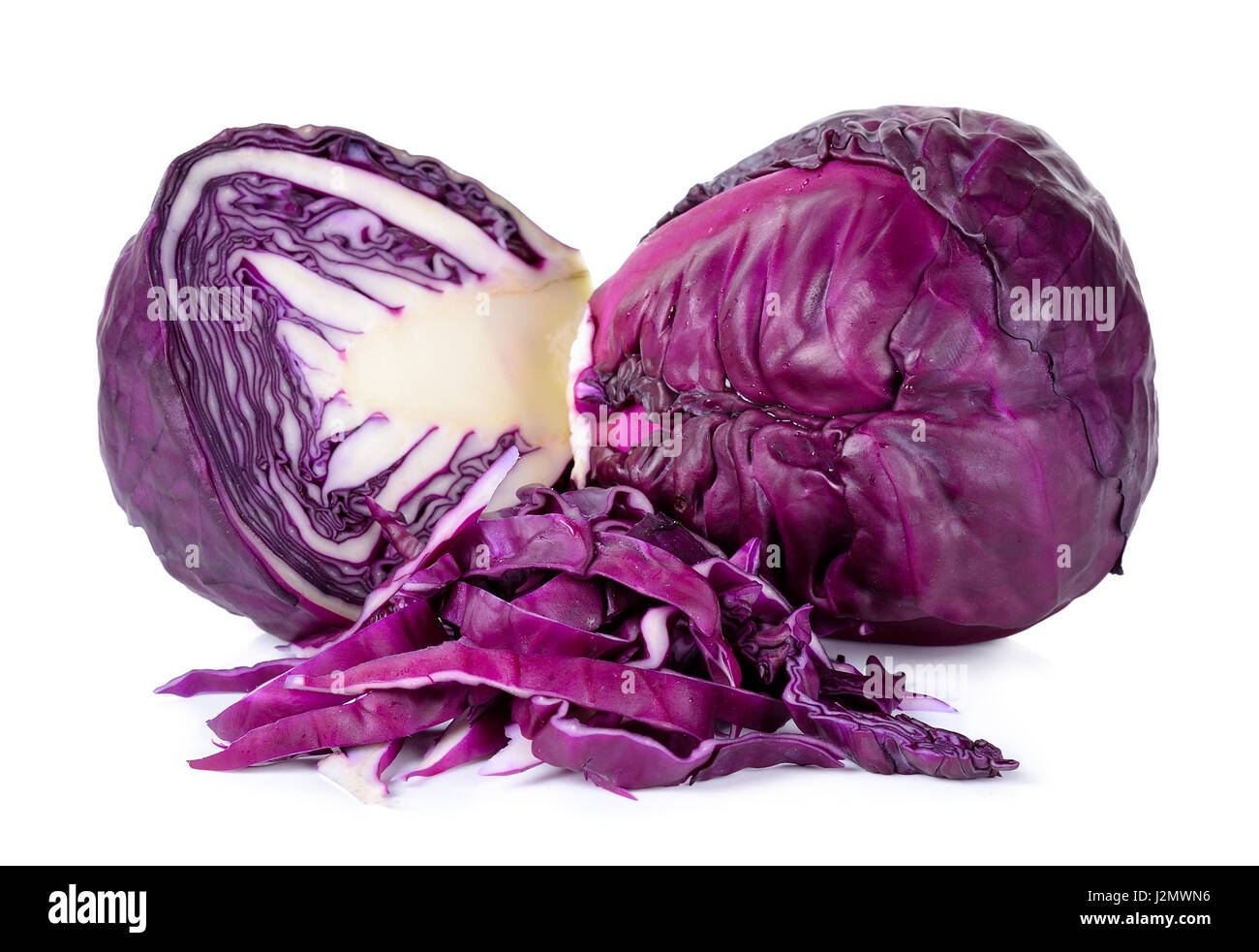 Slice red cabbage isolated on the white background Stock Photo - Alamy