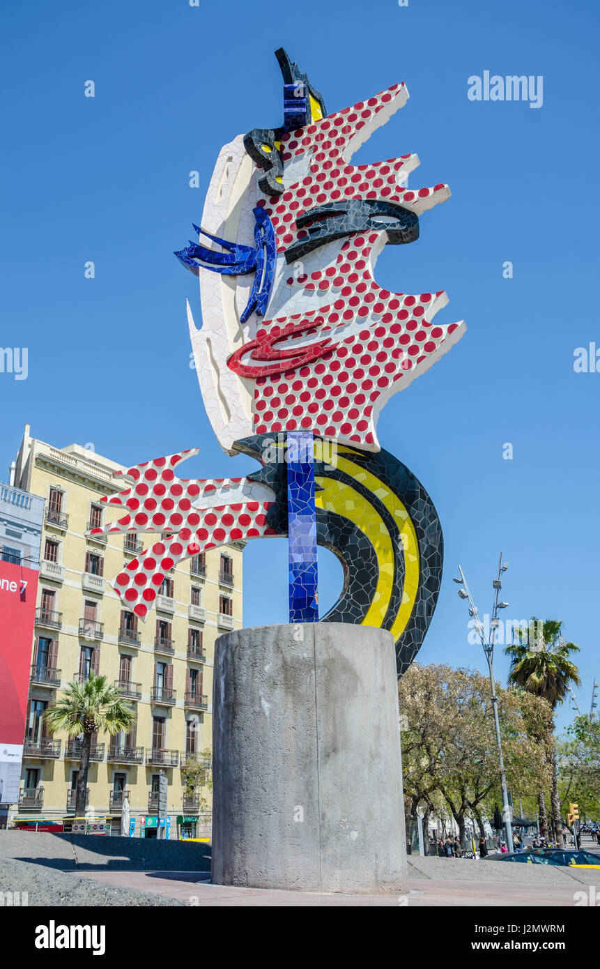 Roy Lichtenstein's "The Face" is an imposing sculpture which sits at ...