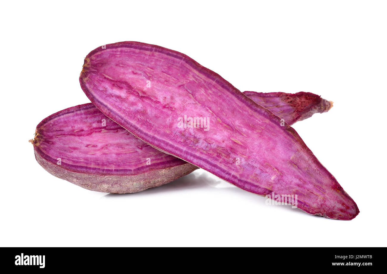 Half of sweet potato isolated on white background Stock Photo - Alamy