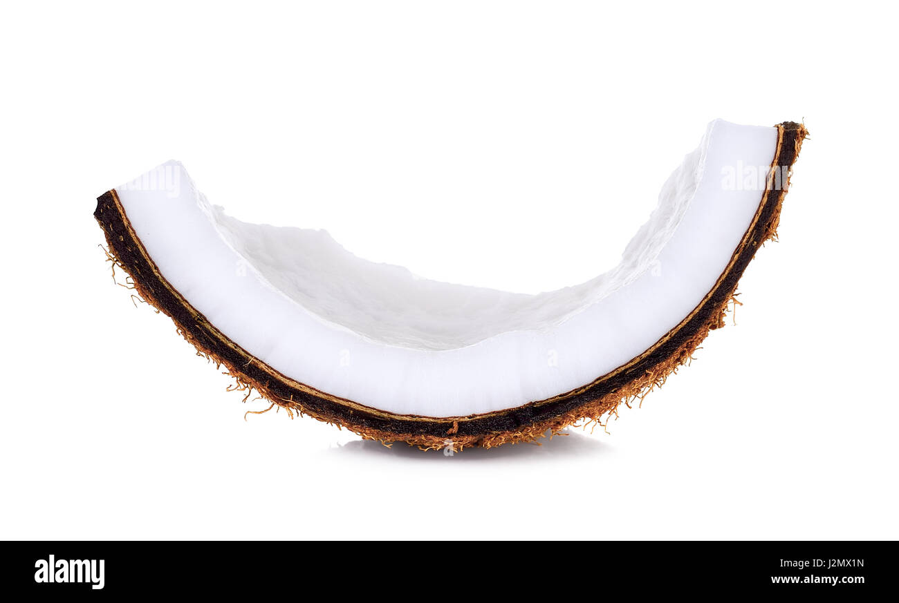 Slice coconut isolated on the white background Stock Photo - Alamy
