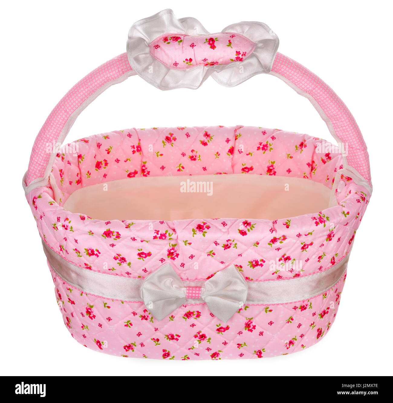 Pink basket isolated on the white background Stock Photo - Alamy