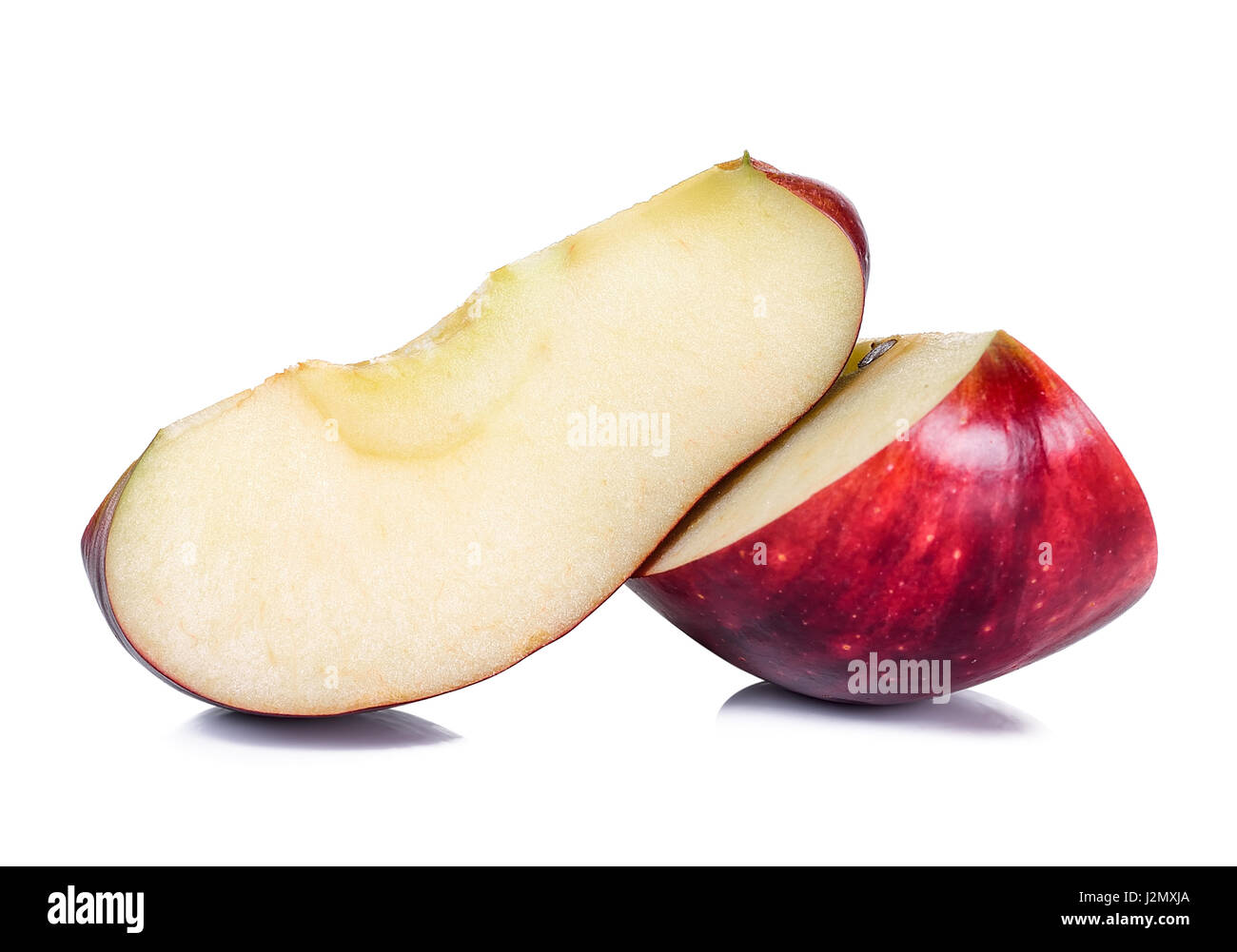Slice red apple isolated on white background Stock Photo - Alamy