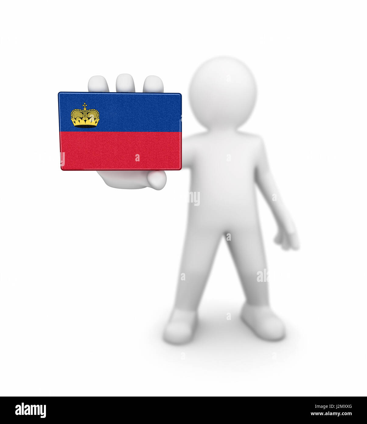 Man and Liechtenstein flag. Image with clipping path Stock Photo - Alamy