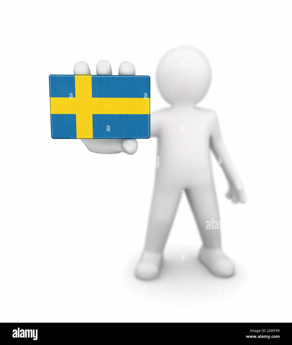 Man and Swedish flag. Image with clipping path Stock Photo - Alamy