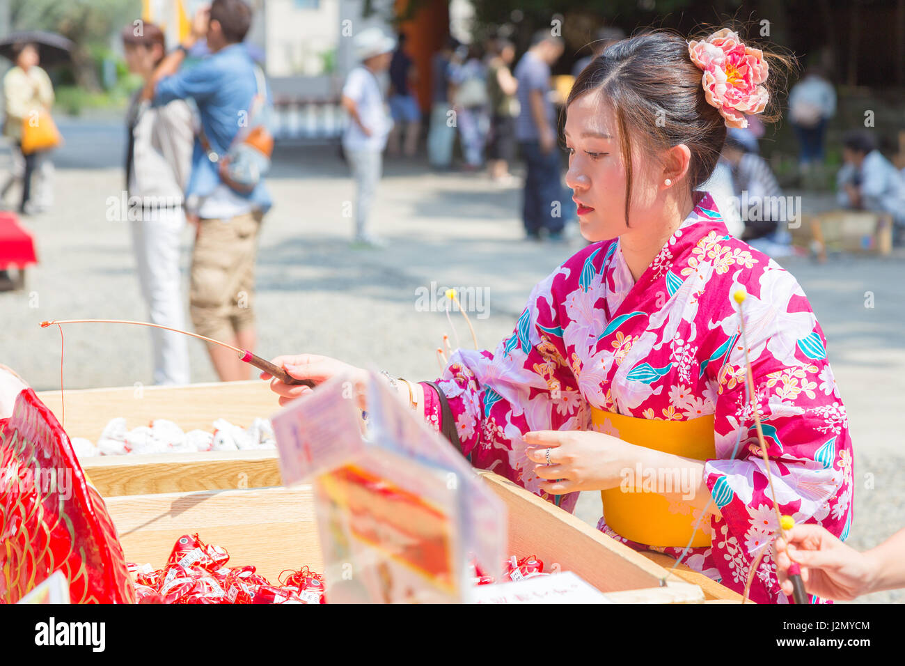 KAWAGOE, JAPAN - 20 JULY 2016 - Japanese woman in yugata, traditional ...