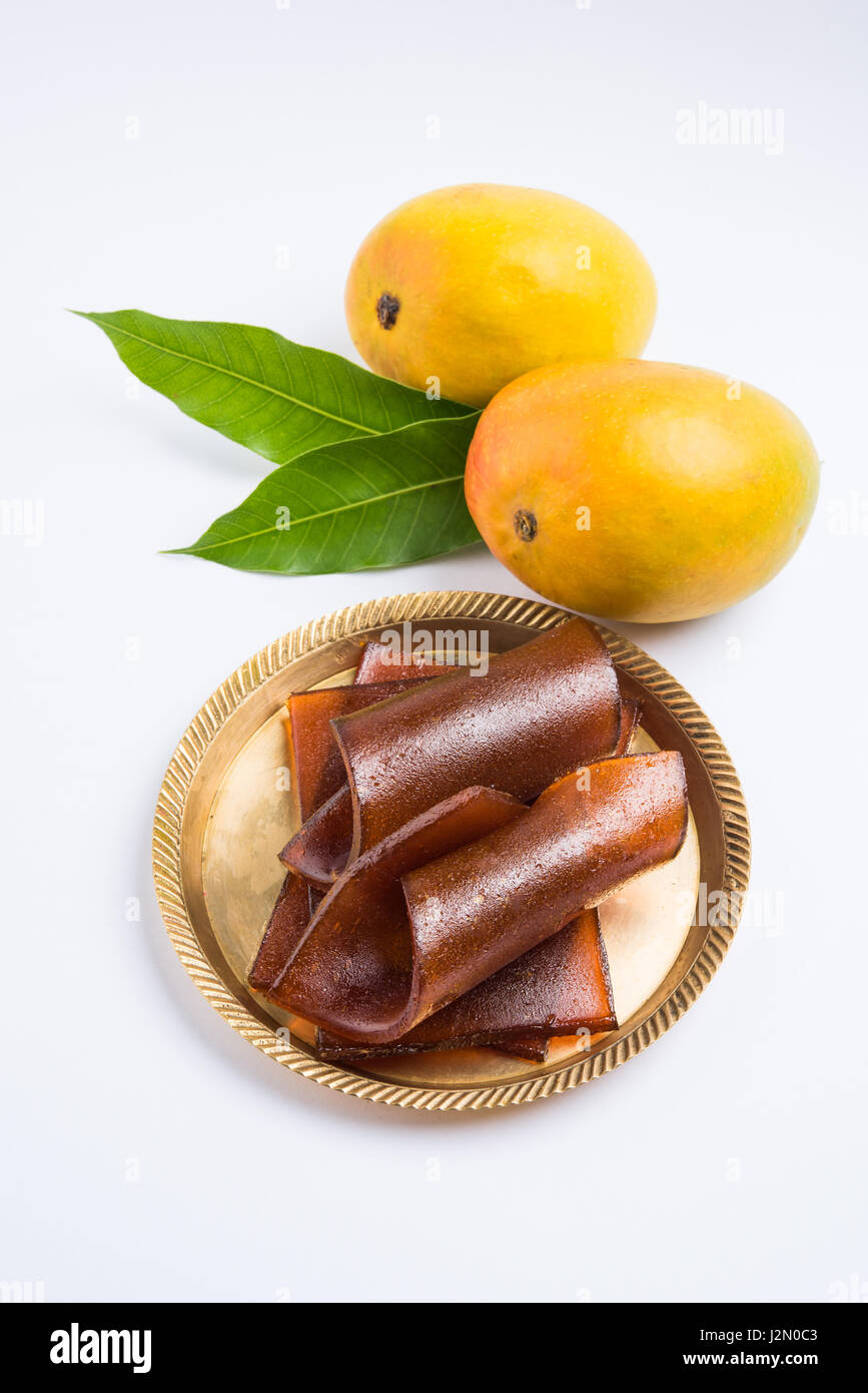 indian alphonso mango's dried jelly called mango papad or mango poli or ...
