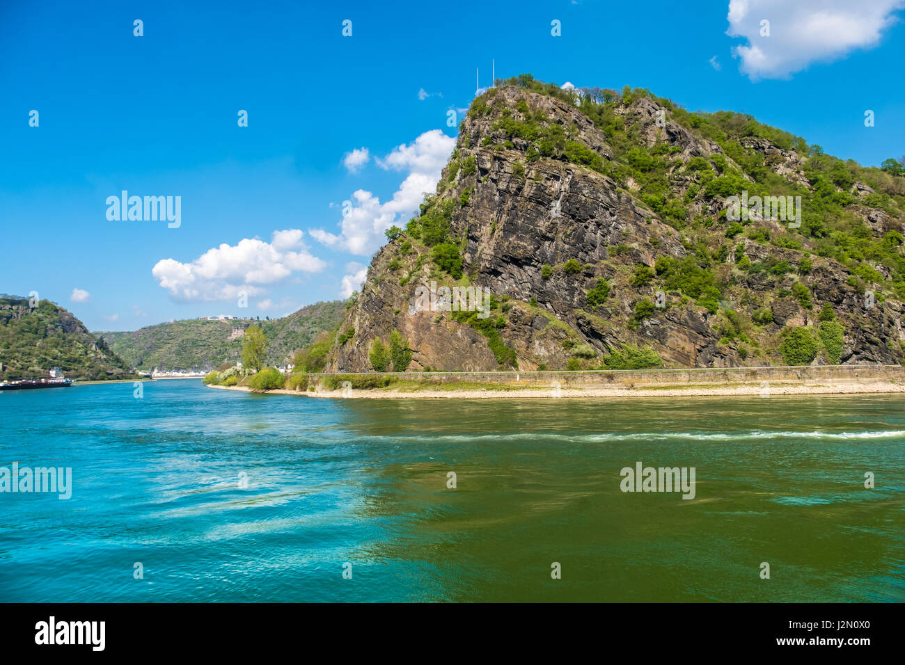 The Lorelei (Loreley) a steep slate rock on the right bank of the River ...