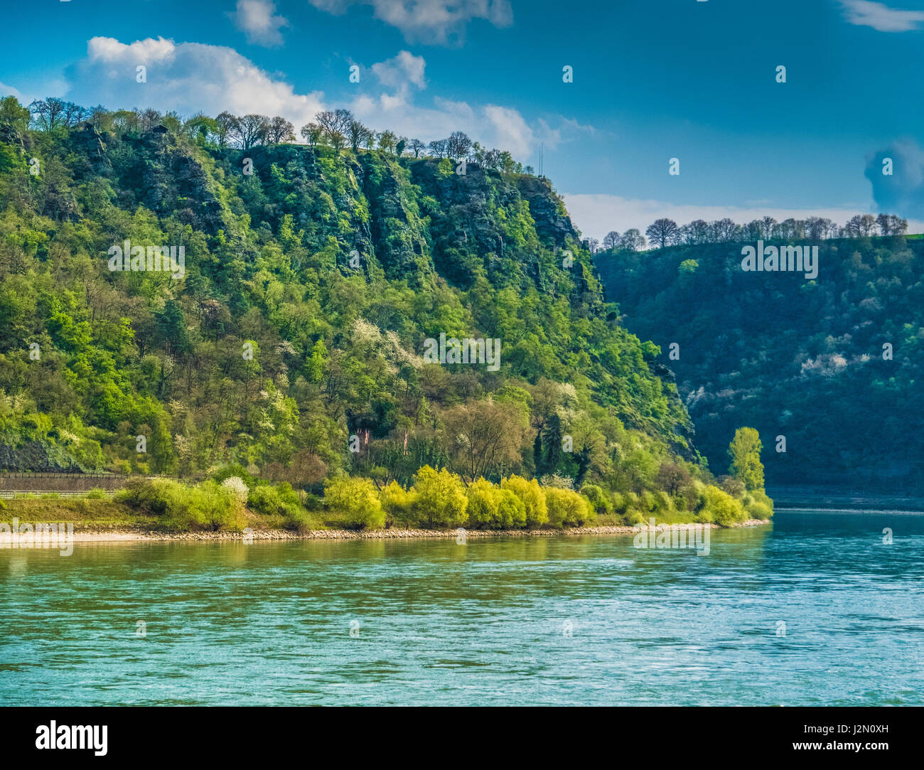 The Lorelei (Loreley) a steep slate rock on the right bank of the River ...