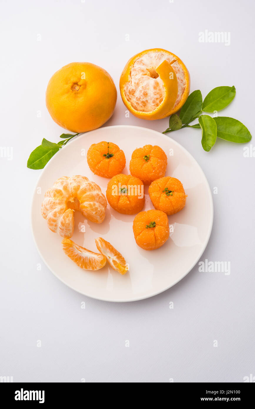 indian sweet food Orange Burfi or orange cake or santra burfi in hindi ...