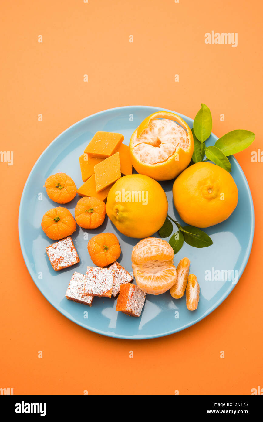 indian sweet food Orange Burfi or orange cake or santra burfi in hindi ...