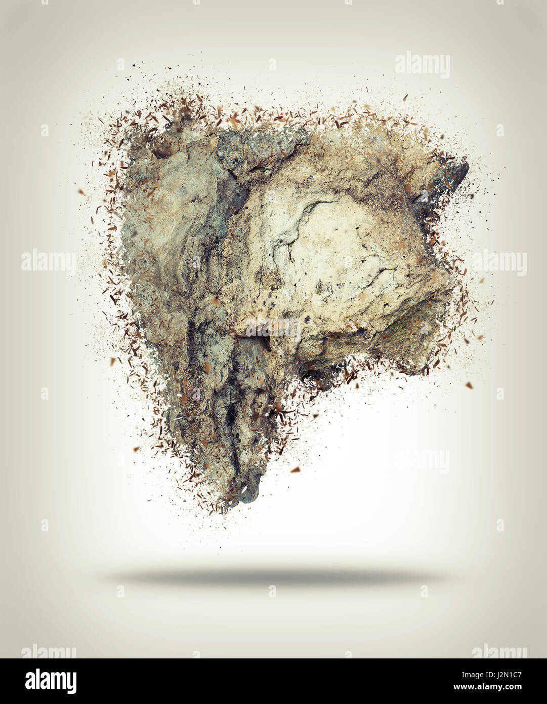 big rock floating and shattering on gradiant background Stock Photo - Alamy