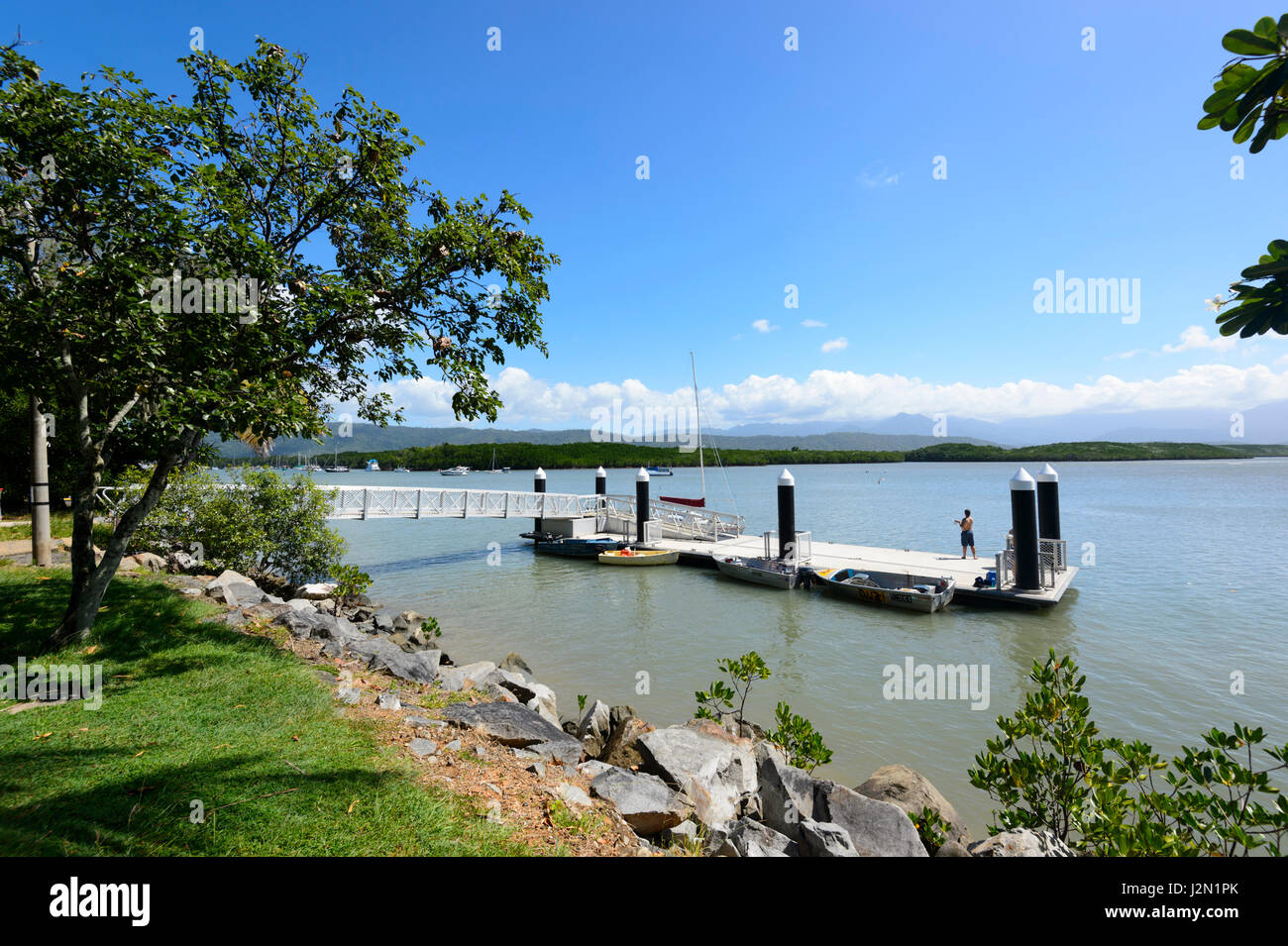 Fisherman on the jetty at Port Douglas, Far North Queensland, FNQ, QLD ...