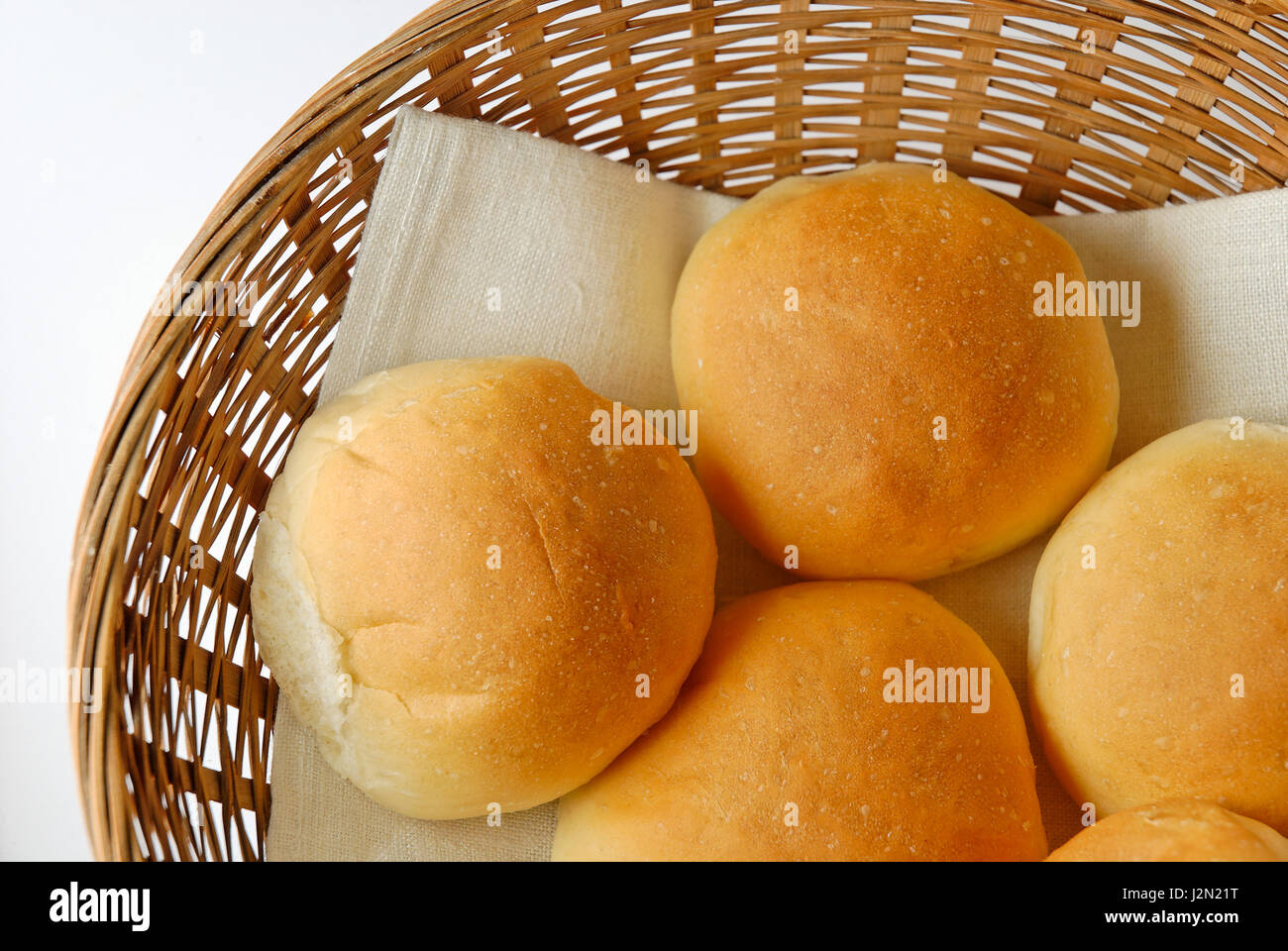 Bread rolls in basket Stock Photo - Alamy