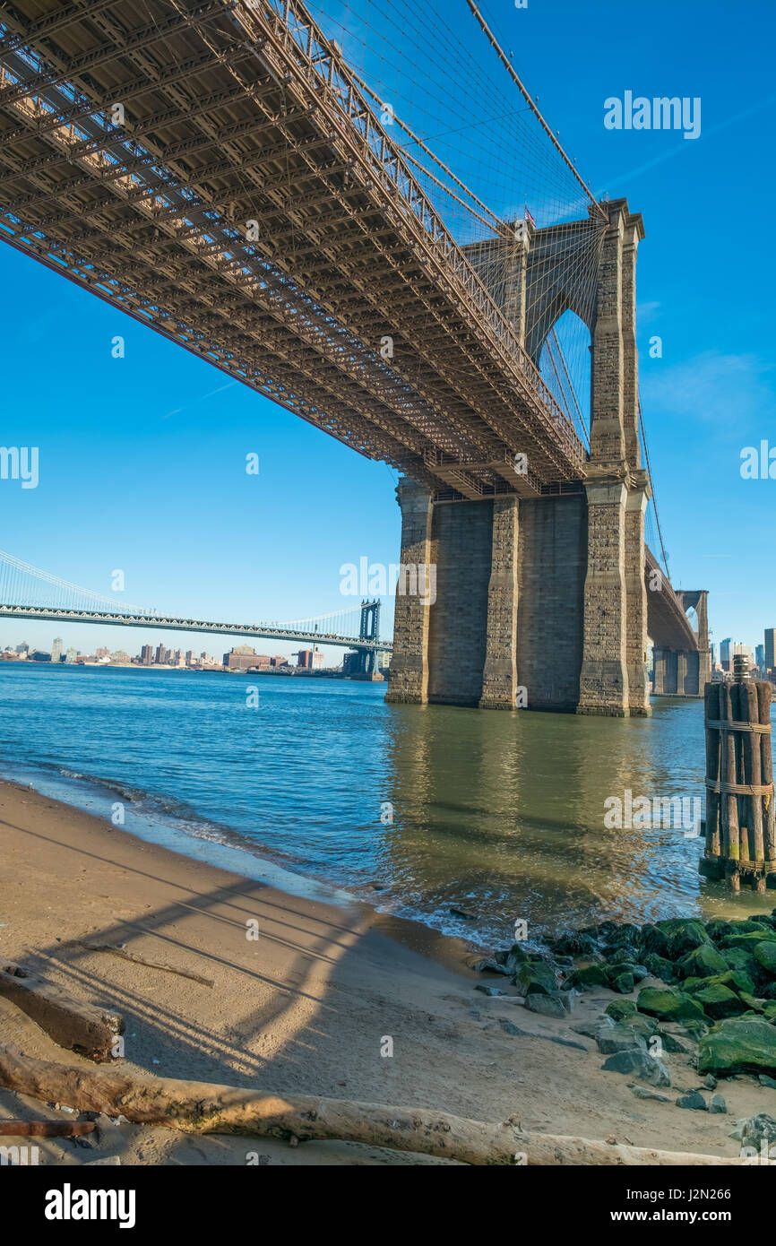 View of the Brooklyn Bridge from the Manhattan Side, New York City ...