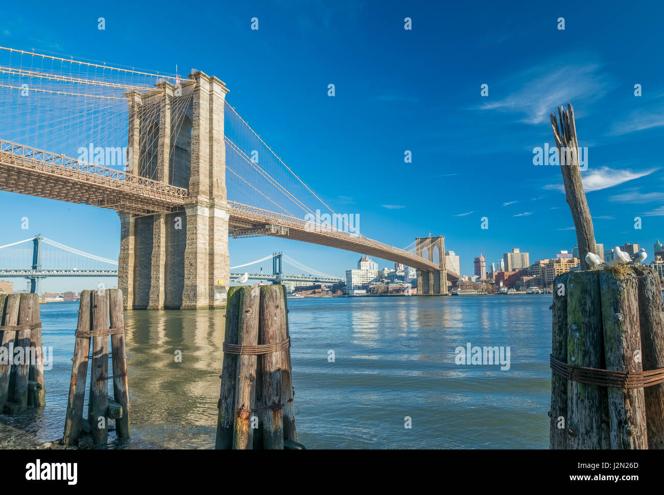 View of the Brooklyn Bridge from the Manhattan Side, New York City ...