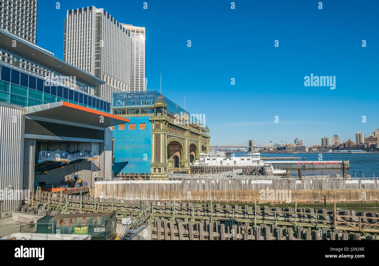 South Ferry dock at the southern tip of Manhattan. It is the ...