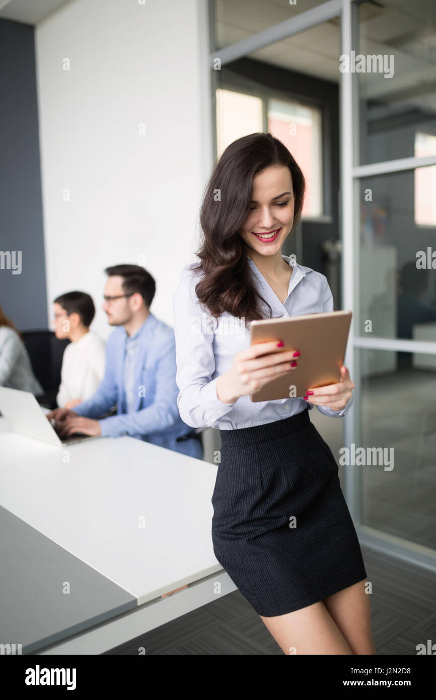 Professional business people working in business office on project ...