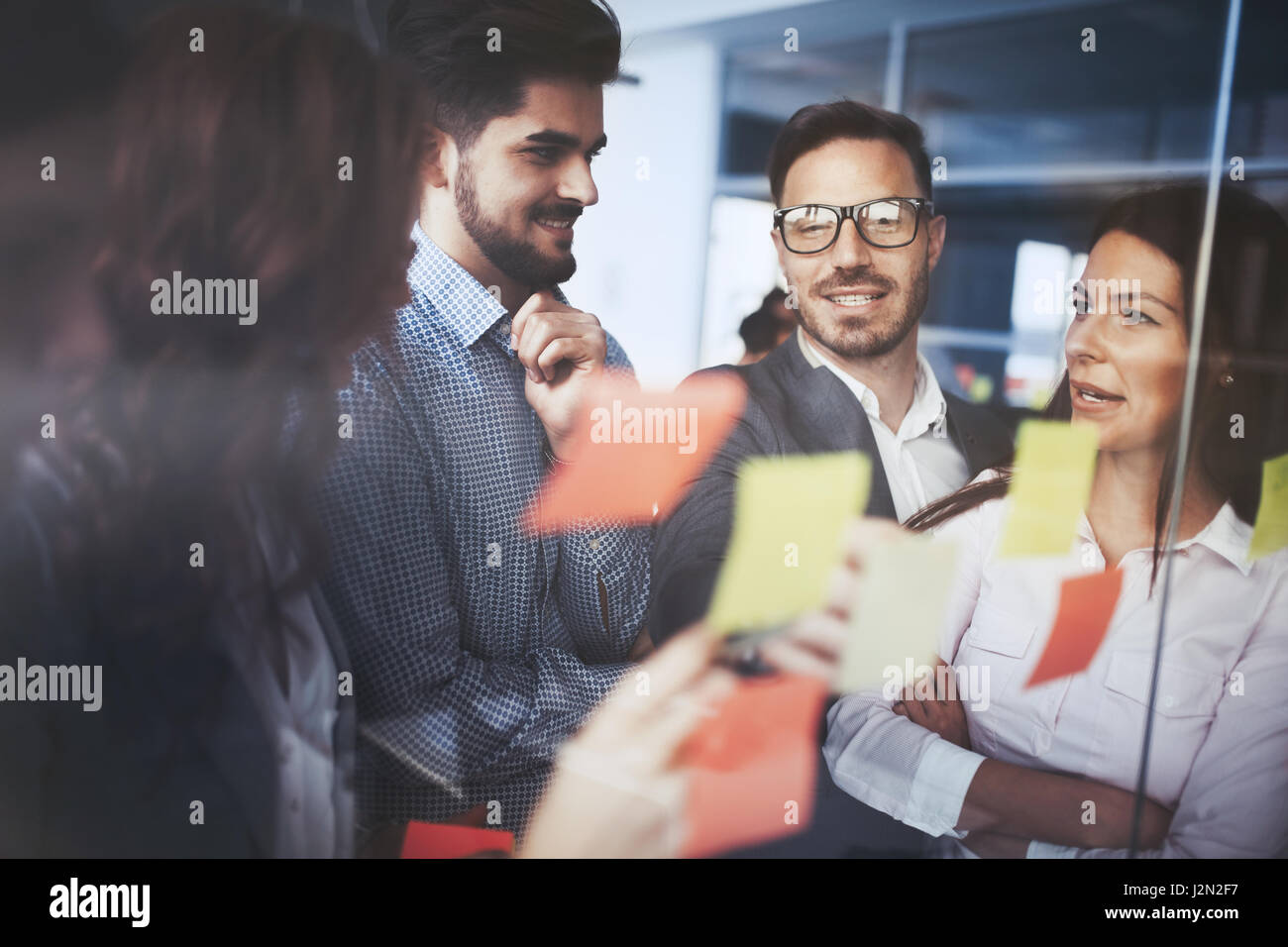 Creative professional business people working on business project in ...