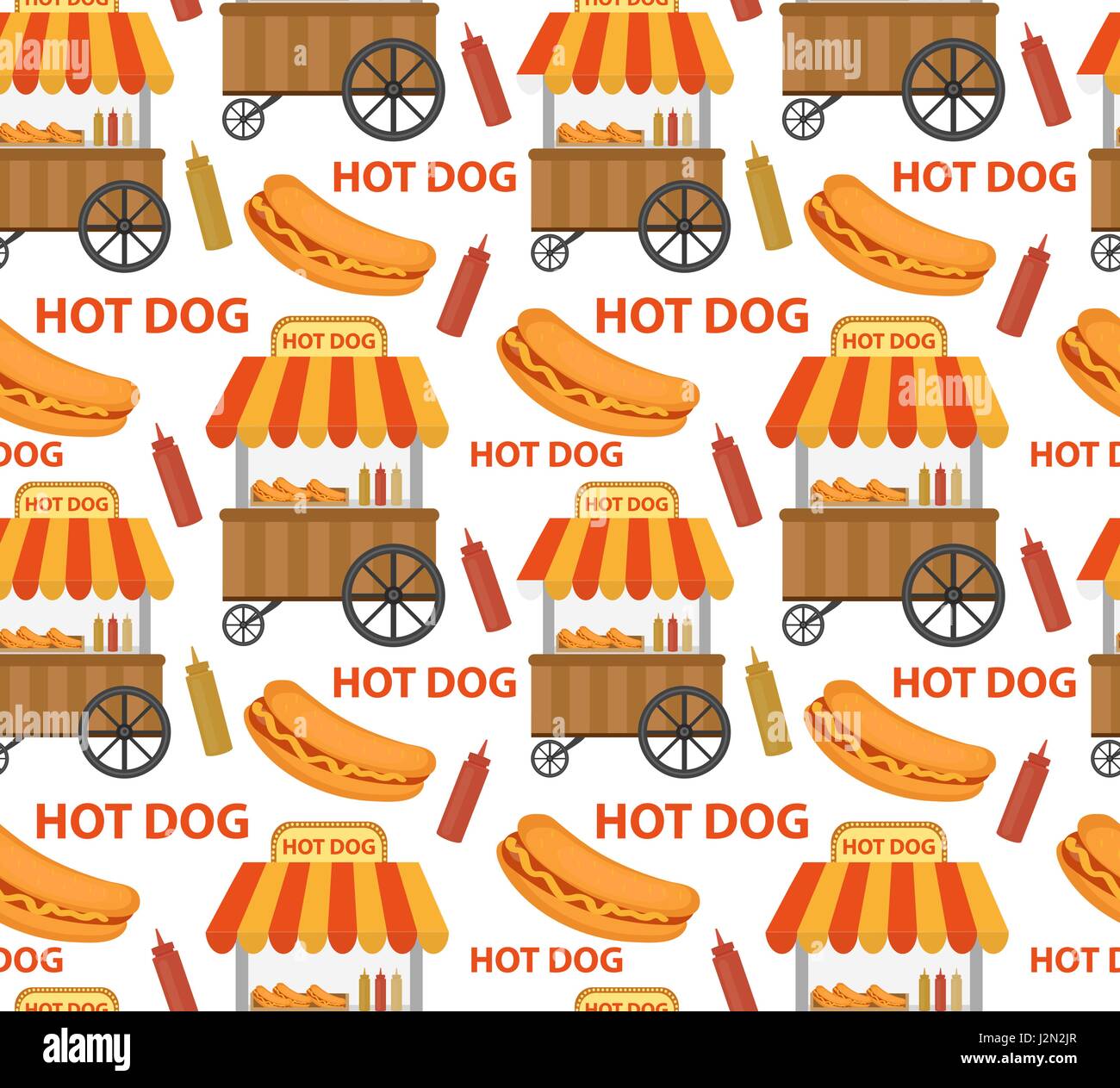 Hot Dog seamless pattern, endless texture. Fast Food repeating ...