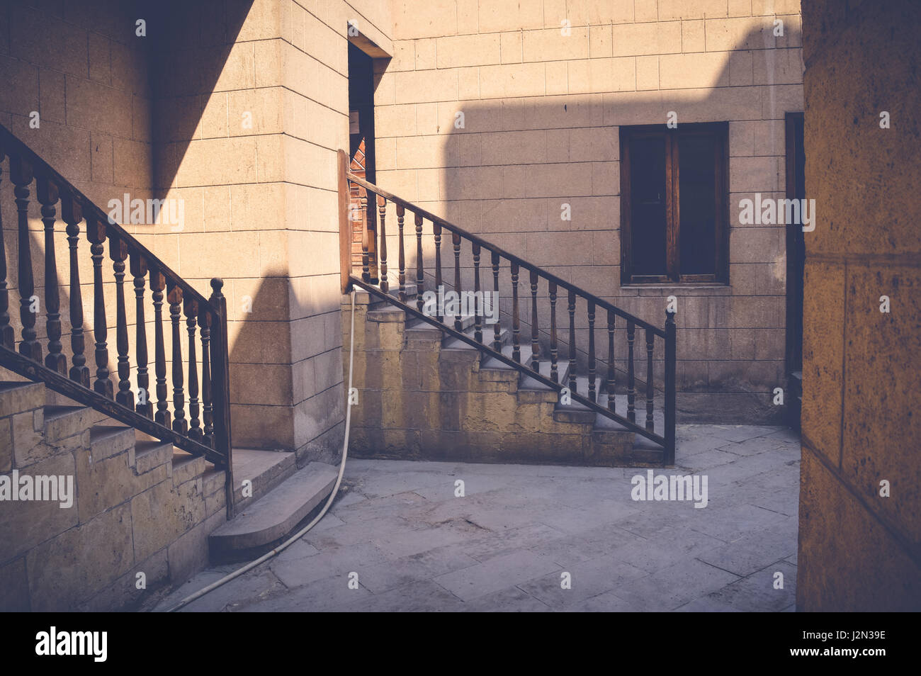 cairo, egypt, april 15, 2017: old stairs inside old building at bayt al ...