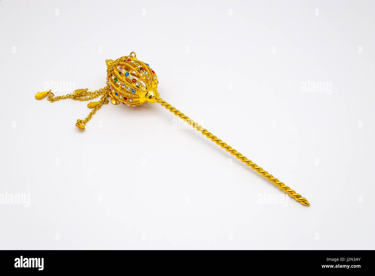 Closeup to Beautiful Golden Decorated Hair Pin, Isolated Stock Photo ...