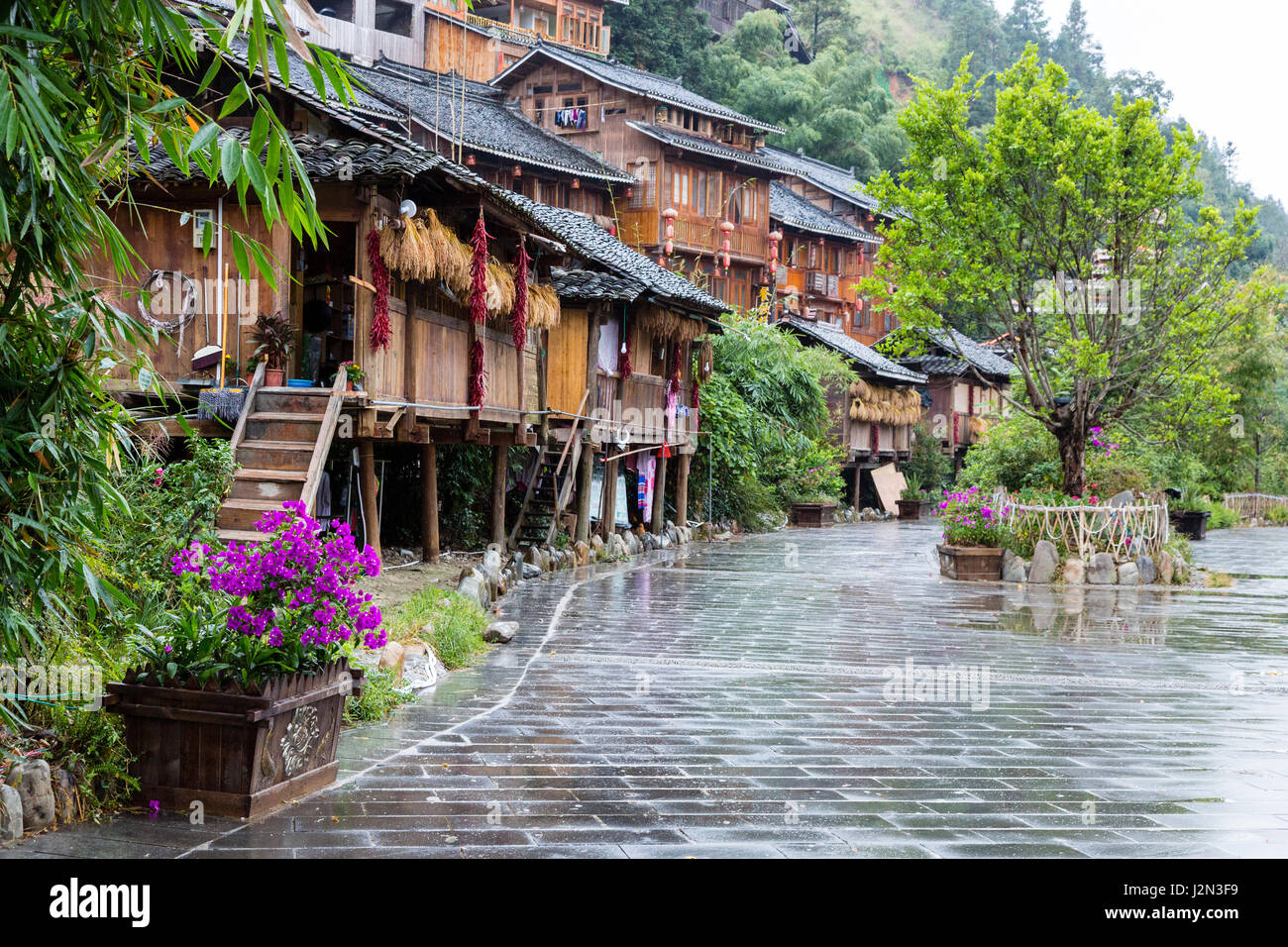 Zhaoxing, Guizhou, China, a Dong Minority Village Street Scene Stock ...