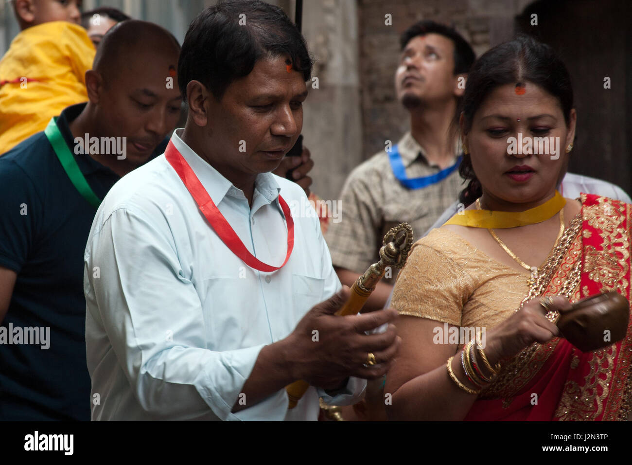 Religious procession in Nagbahal, Nag Bahal, Patan,Kathmandu, Nepal ...