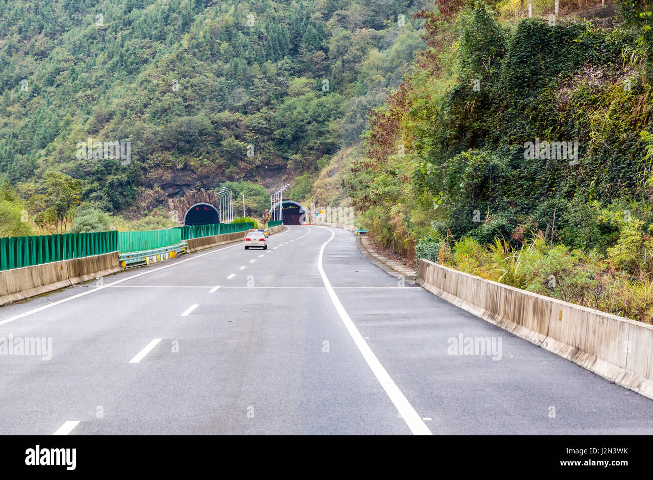 Guizhou, China, Approaching Tunnel on Major Highway between Zhaoxing ...