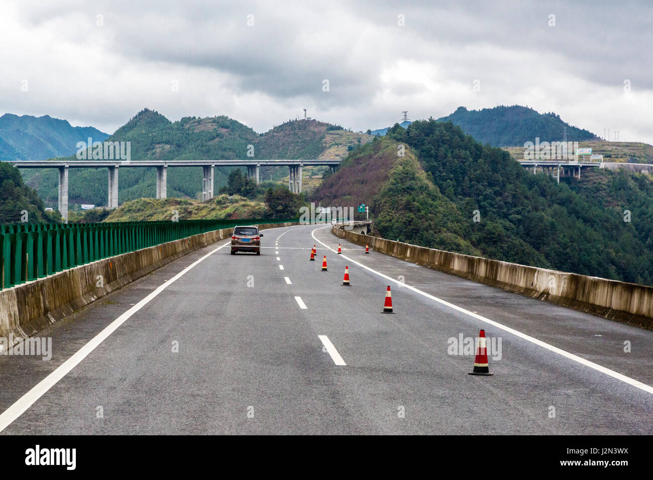 Guizhou, China. Approaching Intersection of Two Highways near Kaili ...