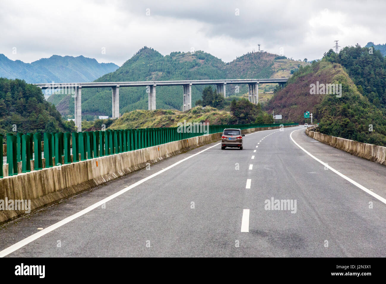 Guizhou, China. Approaching Intersection of Two Highways near Kaili ...