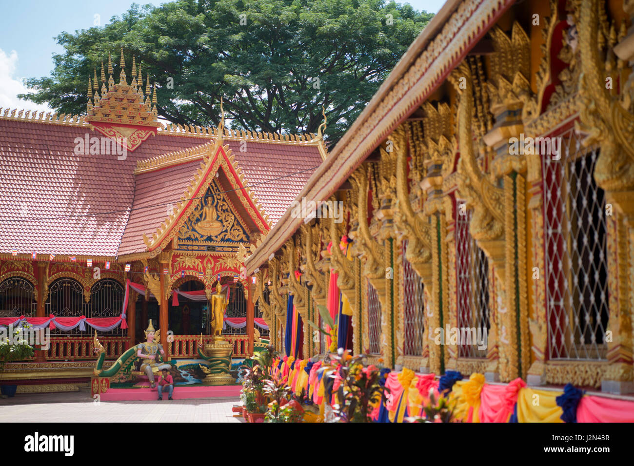 the Wat Si Muang Temple in the city of vientiane in Laos in the ...