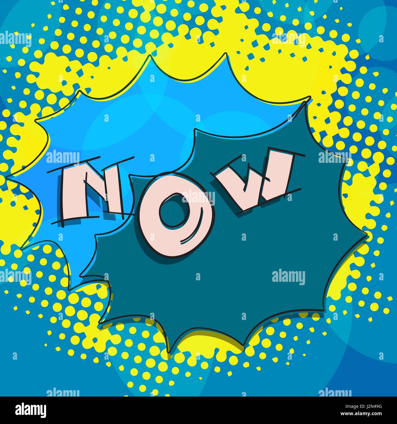 NOW hand lettering text with pop art style leements. Creative ...