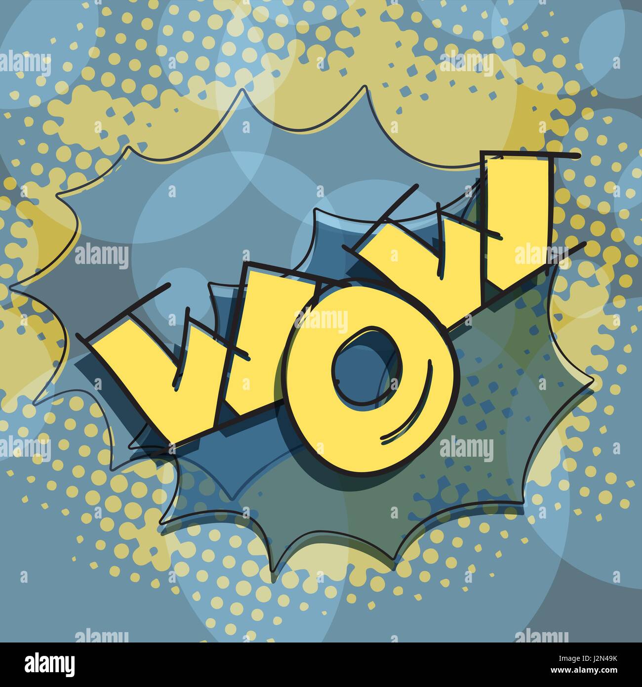 WOW hand lettering text pop art style with explosion and halftone ...